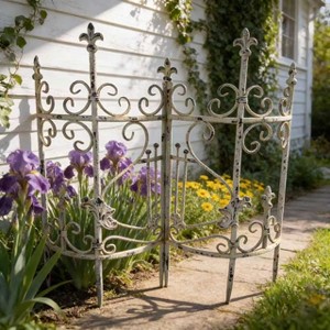 Iron Garden Fence Panel, Decorative for Pathways and Plant Support ...