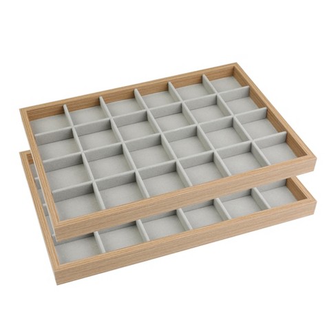 Unique Bargains Stackable Wood Light Brown Drawers Jewelry Trays Set Of ...