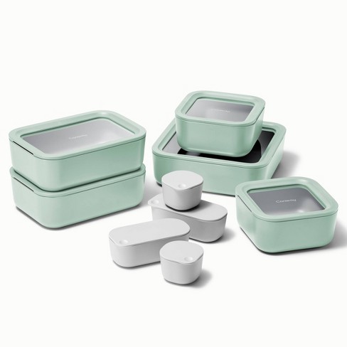 Caraway Home 17pc Food Storage Set Mist: Ceramic-coated Glass ...