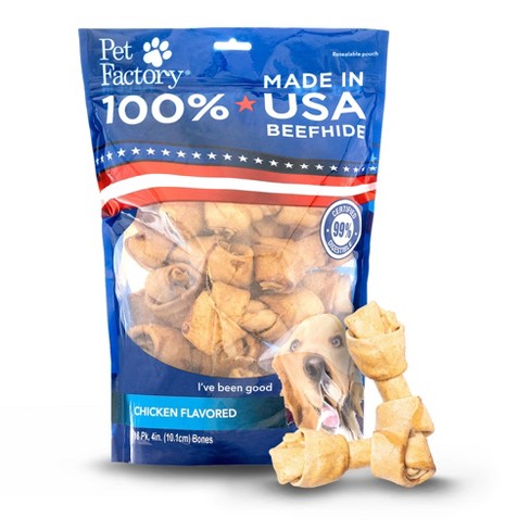 Pet Factory Made In Usa Beefhide Bones Chicken Flavored - 4", 18 Count ...