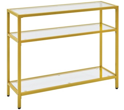 Yaheetech 3-layer Console Table Tempered Glass Porch Table Black : Target