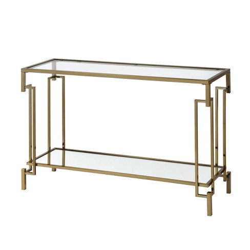 Costa Mesa Glass Top Contemporary Sofa Table Champagne - Mibasics : Target