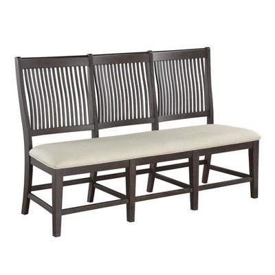 Rustic Brown Side Bench With Beige Linen Fabric (bench Only) : Target