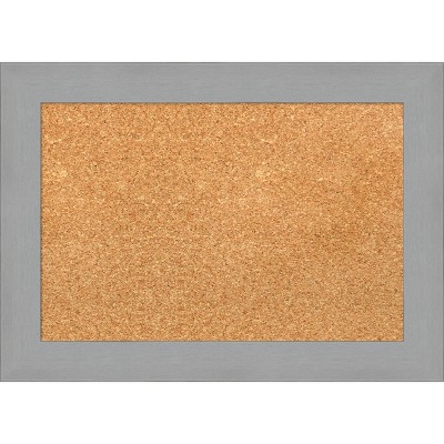 Amanti Art Natural Cork Board Framed Brushed Nickel Bulletin Board 21 ...