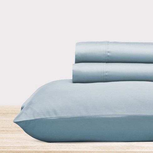 Sky Blue Twin Bed Sheet Set - 100% Cotton Sateen Weave, Cooling 400 ...