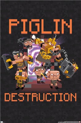 Trends International Minecraft: Legends - Piglin Destruction Unframed ...