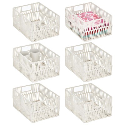 mDesign Metal Wire and Cotton Rope Decorative Kitchen Basket - 6 Pack ...