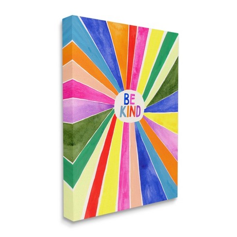Stupell Industries Be Kind Phrase Rainbow Stripe Burst Gallery Wrapped ...