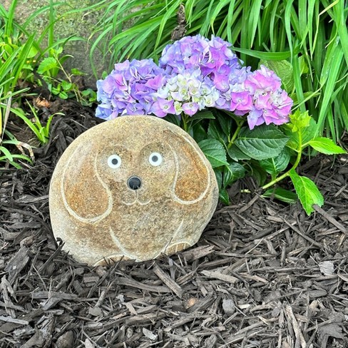 Tierra Garden Natural Granite 8" Boulder Dog – Unique Hand-carved Stone ...