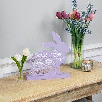 Northlight Happy Easter Floral Cut-out Bunny Tabletop Decoration - 13 ...