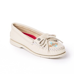 Minnetonka Women's Nizhoni Suede Beaded Moccasins 664C Off White - 10 ...