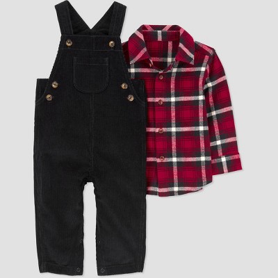 Carter's Just One You®️ Baby Boys' Plaid Denim Overalls Set - Red/black ...
