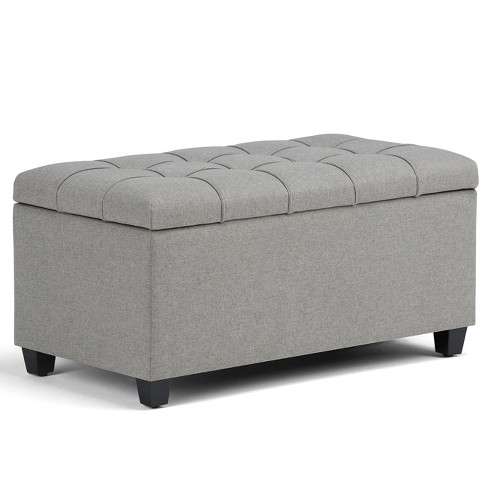 34" Marlowe Storage Ottoman Bench Dove Gray Linen Look Fabric ...