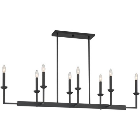 Possini Euro Design Black Linear Pendant Chandelier 50" Wide Industrial ...