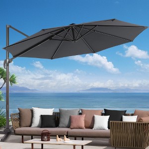 Sonkuki 10 Ft Patio Cantilever Umbrella, Outdoor Round Offset Sturdy ...