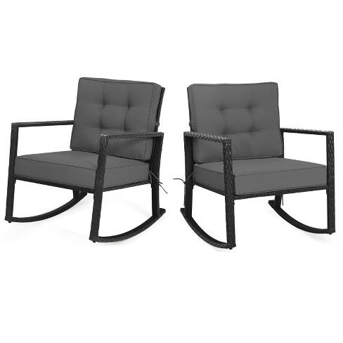 Tangkula 2pcs Outdoor Wicker Rocking Chair Glider Rattan Rocker ...