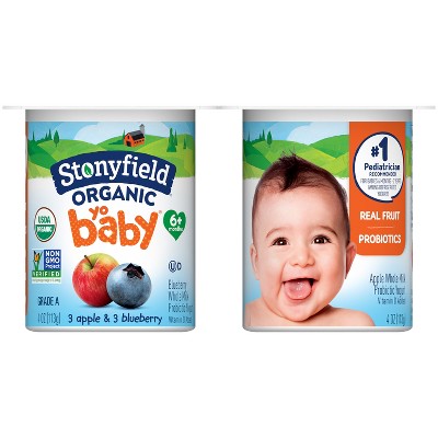 Stonyfield Organic Yobaby Apple & Blueberry Whole Milk Baby Probiotic ...
