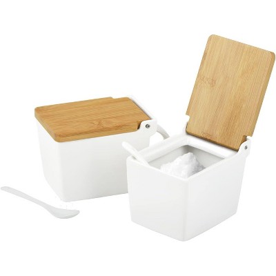 Impresa 2-pack Japanese-style Salt Box With Spoon, Handmade Ceramic ...