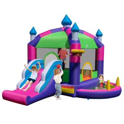 Costway Inflatable Kid Bounce House Slide Climbing Splash Pool Jumping ...