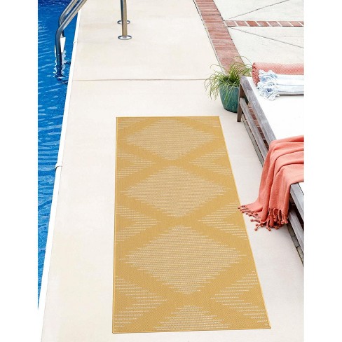 Unique Loom 2' 0 X 4' 0 Runner Indoor/outdoor Modern Yellow Runner Rug ...