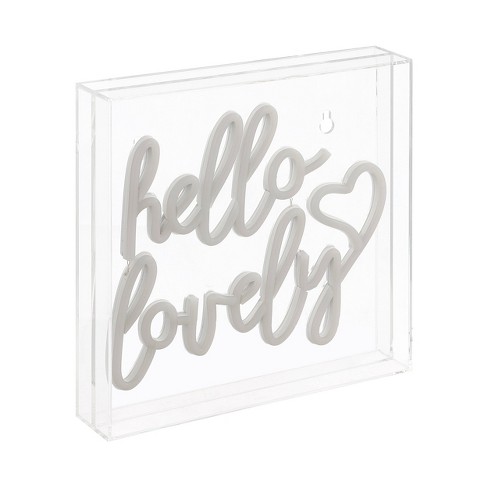 10" Hello Lovely Square Contemporary Glam Acrylic Box Usb Operated Led ...