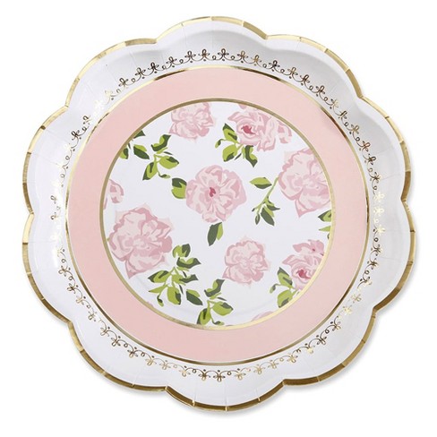 Kate Aspen Tea Time Whimsy 9 In. Premium Paper Plates - Pink (set Of 32 ...