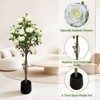5-Foot Artificial Silk Rose Tree with Real Touch Petals, Black Round ...