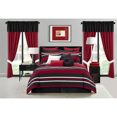 Laura Ashley 3pc King Ashfield Cotton Flannel Comforter Set Red : Target