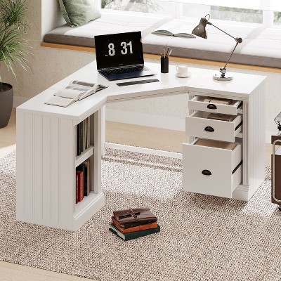 Xiyuyeu Home Office Desk Modern Executive Desk With 2 Cabinets And 3 ...