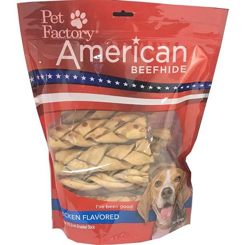 Pet Factory American Beefhide Braided Sticks Chicken Flavored - 6", 14 ...