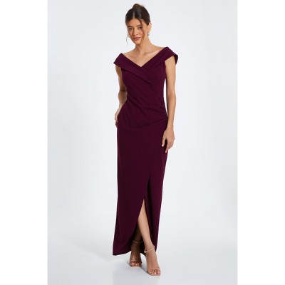 Scuba Crepe Wrap Bardot Maxi Dress : Scuba Crepe Wrap Bardot Maxi ...