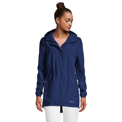 Lands' End Women's Waterproof Hooded Packable Raincoat - Large - Deep ...