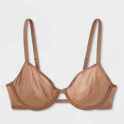 Women's Mesh Unlined Demi Bra - Auden™ Brown 34d : Target