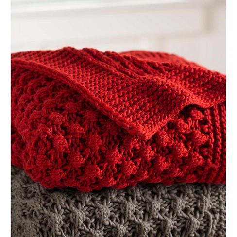 Plow & Hearth Lightweight Knitted Cozy Acrylic Throw - Antique Red : Target