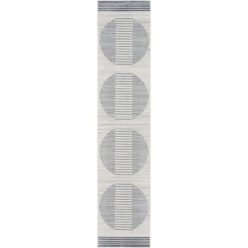 Nourison Astra Machine Washable Stripe Circle Mid-century Modern Indoor ...