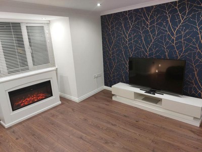 Boreas Midnight Navy Blue And Copper Trees Trail Paste The Wall ...