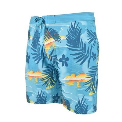 Burnside Board Short Men's Quick Dry Tropical Sunset Print | Blue 32 ...