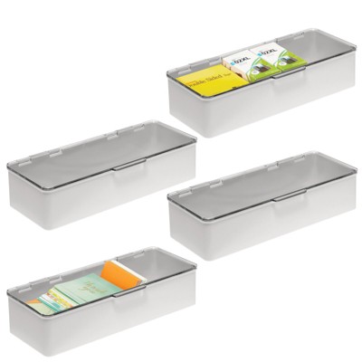 mDesign Plastic Desk Organizer Box for Home Office, 3" High, 4 Pack ...
