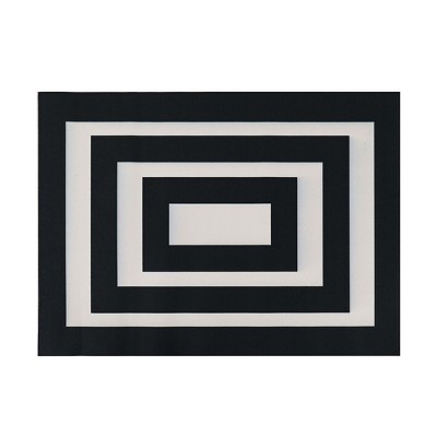 Evergreen Black And White Frame Layering Mat Indoor Outdoor 2'2"x3'6 ...