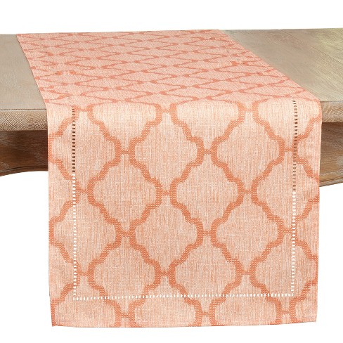 Saro Lifestyle Table Runner With Laser-cut Hemstitch Border, Orange, 16 ...