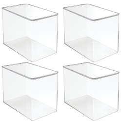 Mdesign Stackable Plastic Craft, Sewing Storage Bin, Lid, 2 Pack ...
