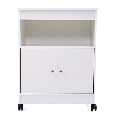 Microwave Stand With Storage – Rolling White Cabinet With Doors, Drawer ...