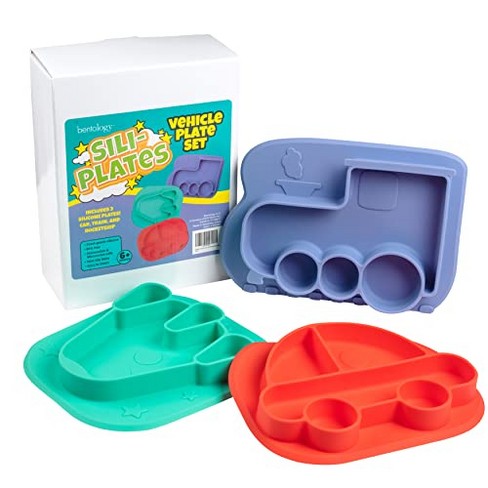 Bentology Sili-plate Silicone Plate Set - 3 Pack, Fun Flexible Silicone ...