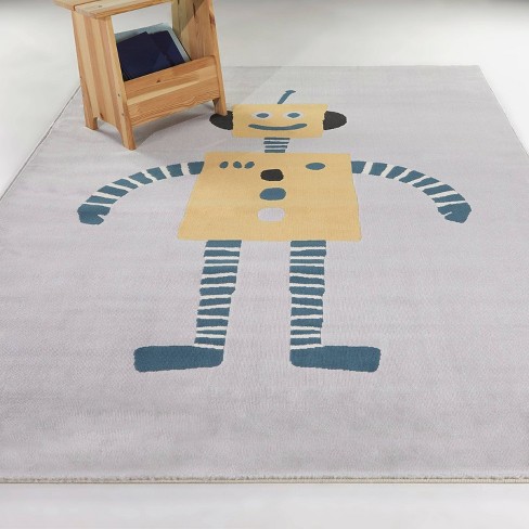 Balta Rugs 4'4"x6' Kids' Rob Robot Gray : Target