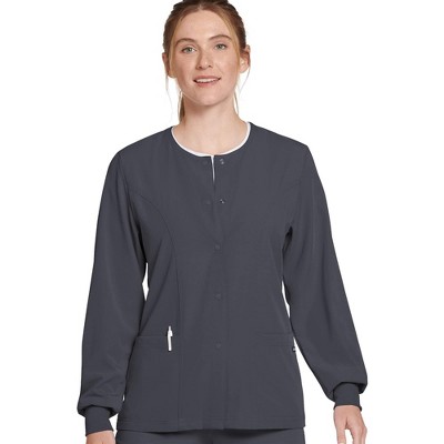 Jockey Women's Classic Round Neckline Snap Scrub Jacket S Charcoal : Target
