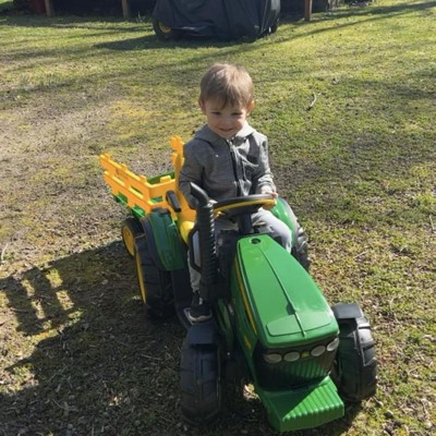 Peg Perego 12v John Deere Ground Force Tractor With Trailer Powered ...