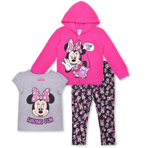 Disney Girls 3-pack Minnie Mouse Having Fun Graphic Shirt, Zip Up ...