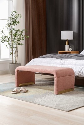 Vant Upholstered Bed Bench - Boucle Ivory - Burnished Brass : Target