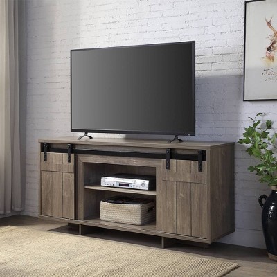 60" Rashawn Tv Stand For Tvs Up To 58" Rustic Oak/black Finish - Acme ...