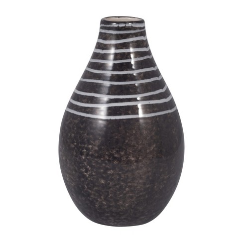 Sagebrook Home Black And White Striped Primeval Ceramic Vase ...